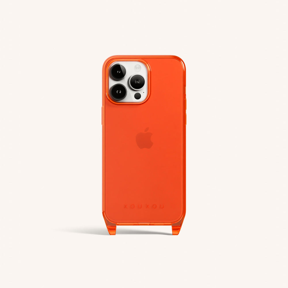 Phone Case with Eyelets in Neon Orange Clear - XOUXOU®