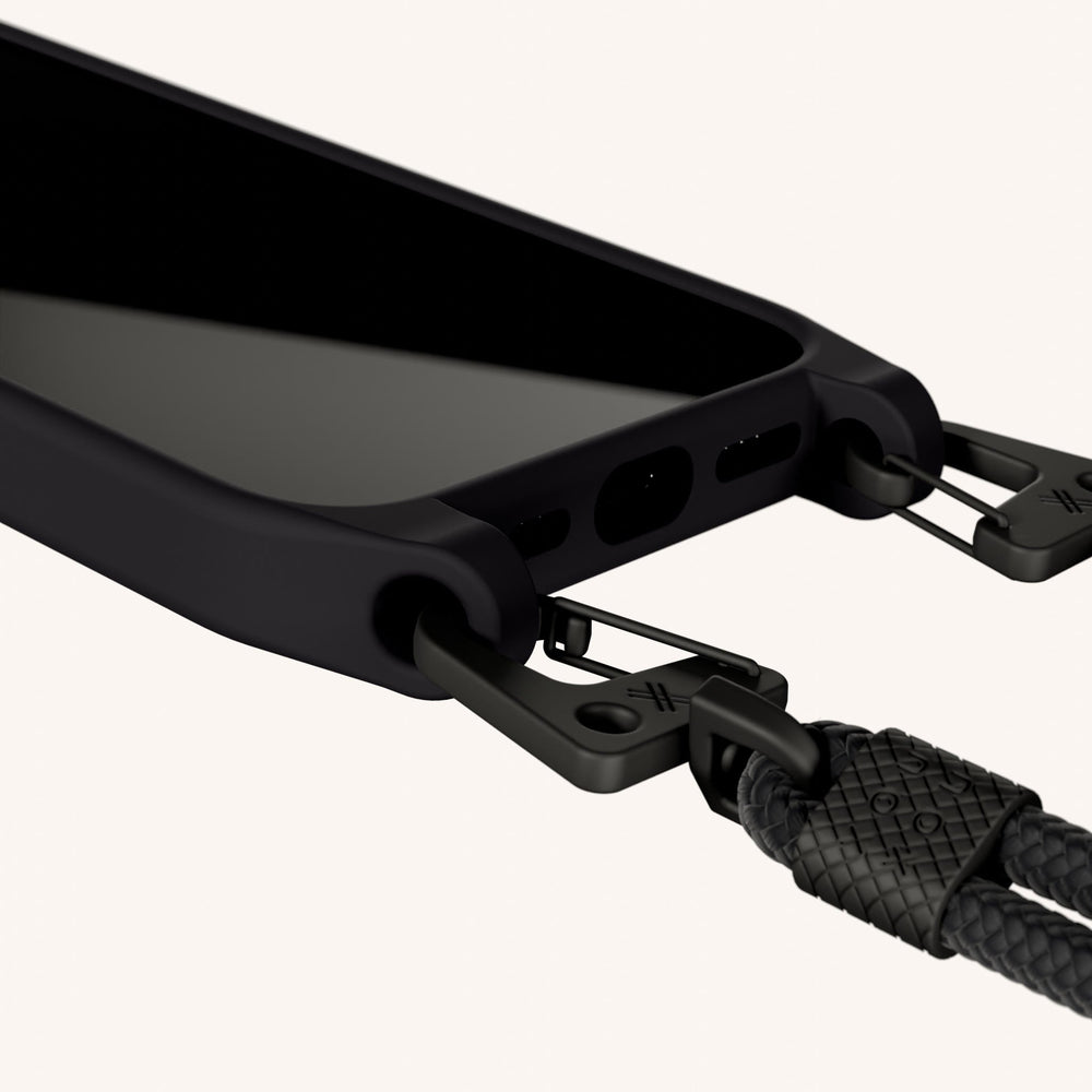 Phone Necklace with Carabiner Rope in Black - XOUXOU®