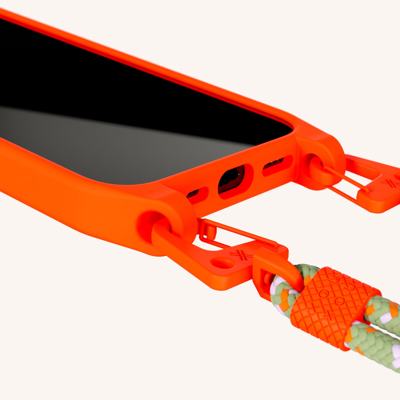 Phone Necklace with Carabiner Rope in Neon Orange + Orange Camouflage ...