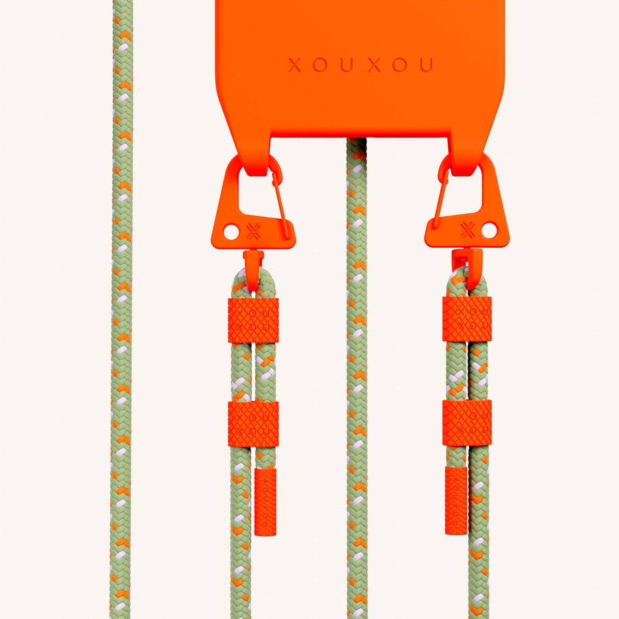 Phone Necklace with Carabiner Rope in Neon Orange + Orange Camouflage ...