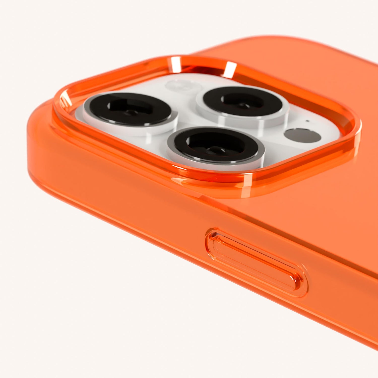 Phone Necklace with Slim Lanyard in Neon Orange Clear + Black - XOUXOU®