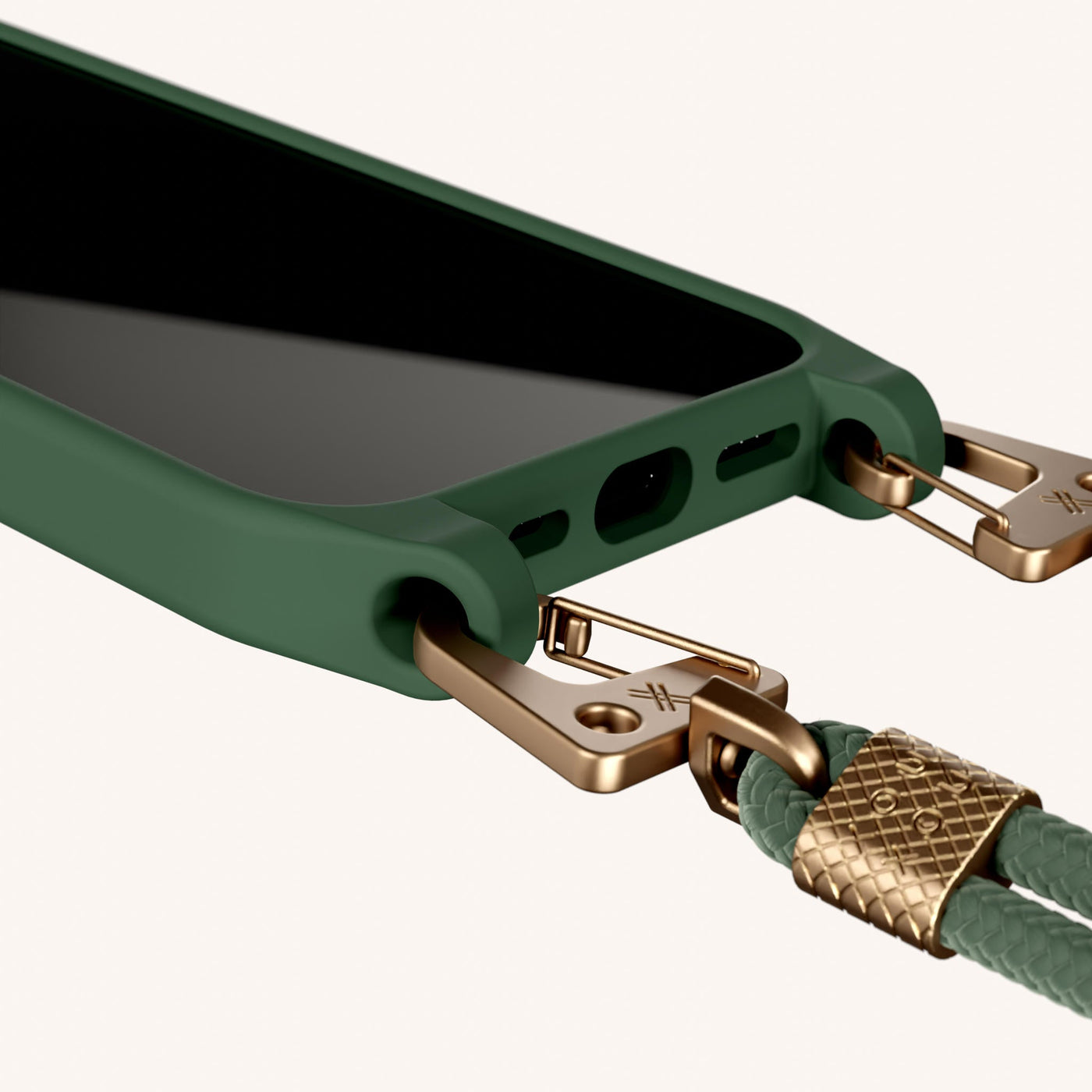Phone Necklace with Carabiner Rope in Sage - XOUXOU®